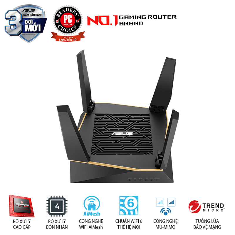 ASUS RT-AX92U 1 Pack (AiMesh Router) Wifi AX6100 3 băng tần, Wifi 6 ...