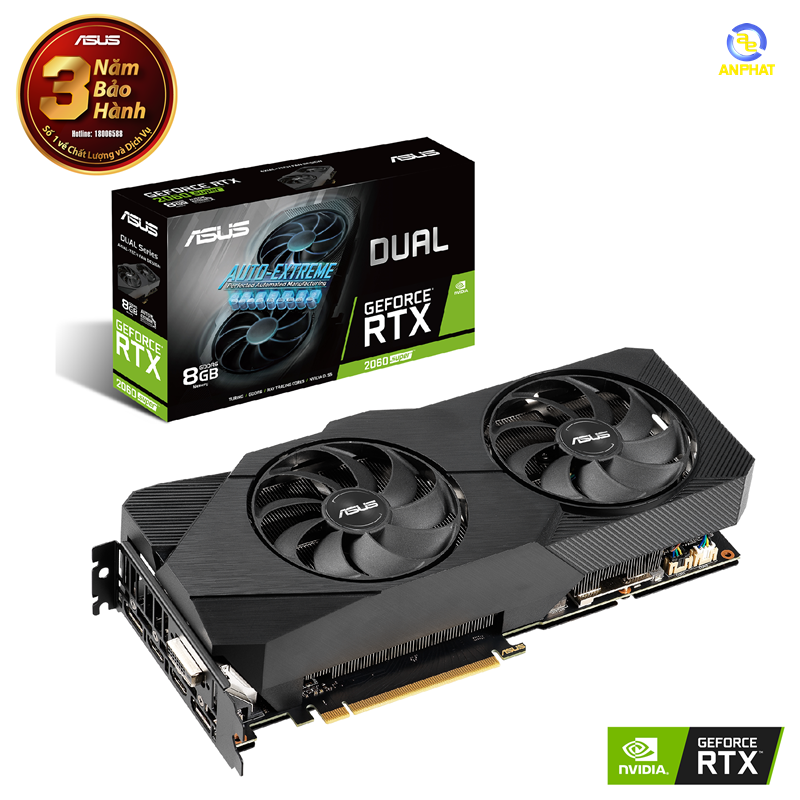 VGA ASUS Dual GeForce RTX 2060 SUPER EVO 8GB GDDR6 (DUAL-RTX2060S-8G-EVO)
