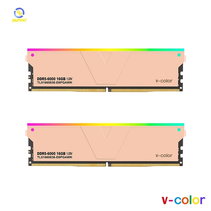 Ram V-Color DDR5 32GB (2x16GB) 6000MHz Golden Armis RGB U-DlMM 1.25V ...
