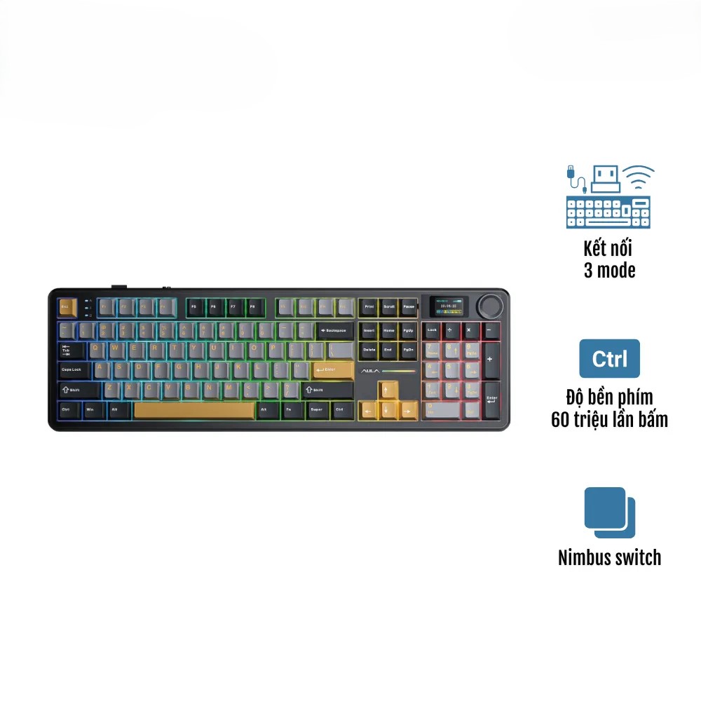 Bàn phím cơ AULA F108 Pro Golden Reaper switch